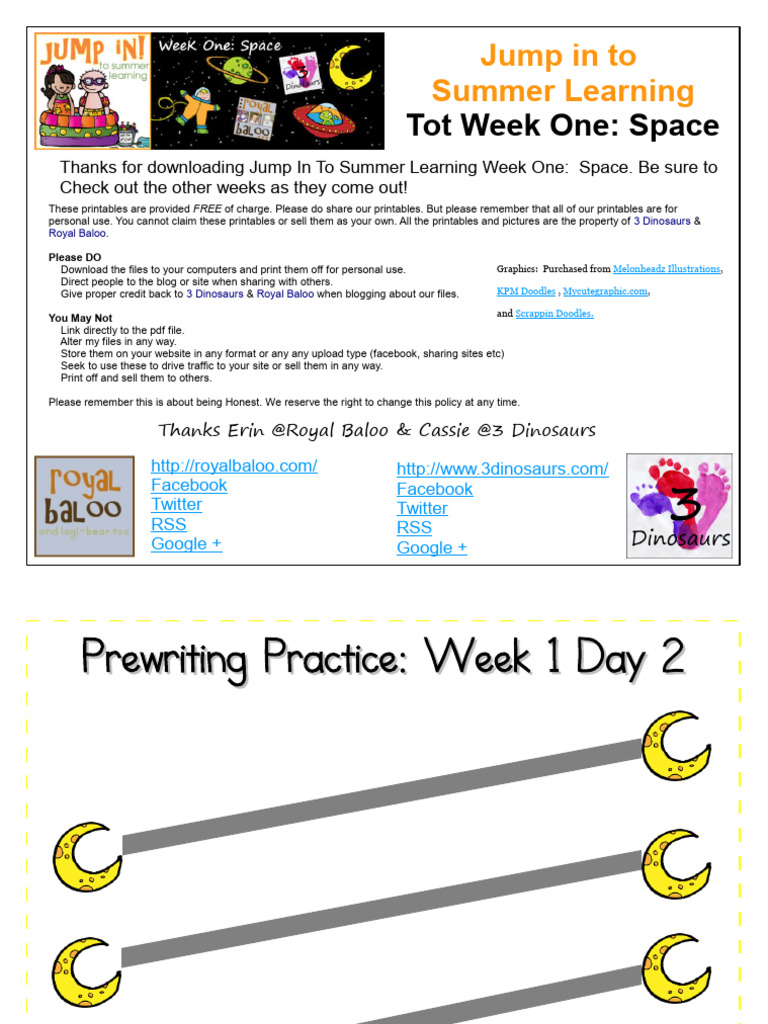 Free Summer Learning Printables: Space | PDF
