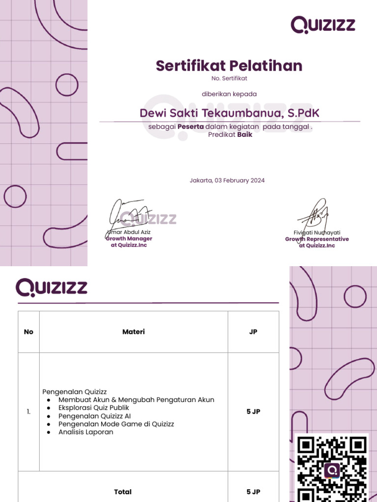Sertifikat Dari QUIZIZZ | PDF