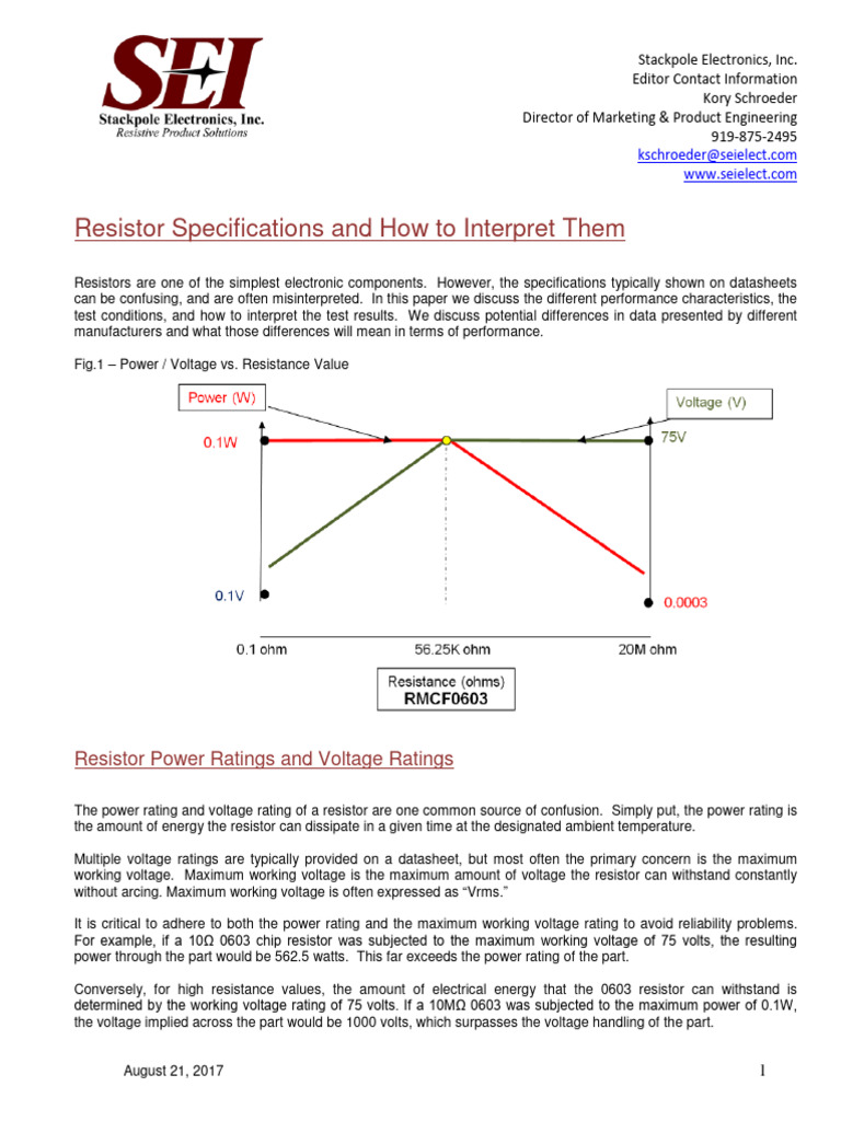 Resistor Data Sheet Information | PDF | Resistor | Electrical ...