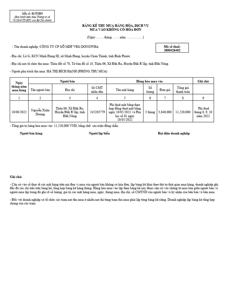 Form 01-TNDN | PDF