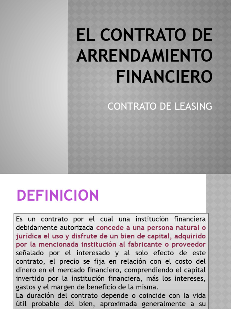 Contrato de Leasing (1) | Descargar gratis PDF | Economias | Derecho privado