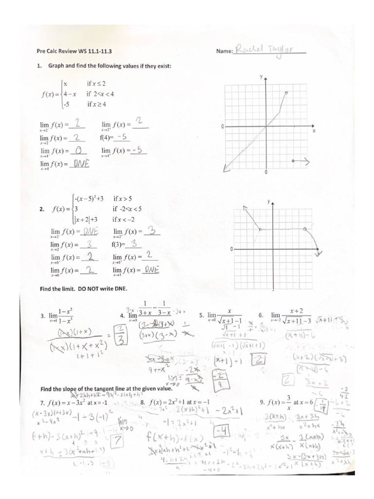 Pre Calc Review WS 11.1-11.3 | PDF