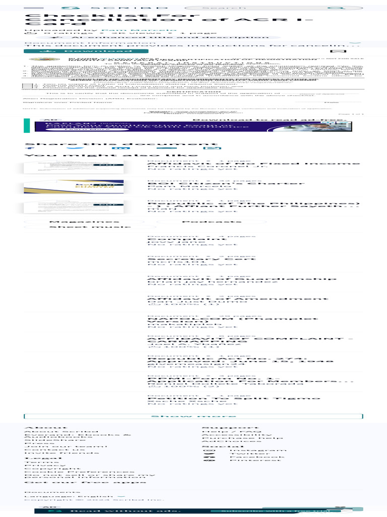 Checklist For Cancellation of ACR I-Card Download Free PDF Identity ...