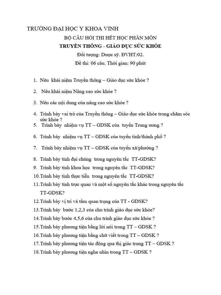 Cau Hoi TT GDSK Dược | PDF