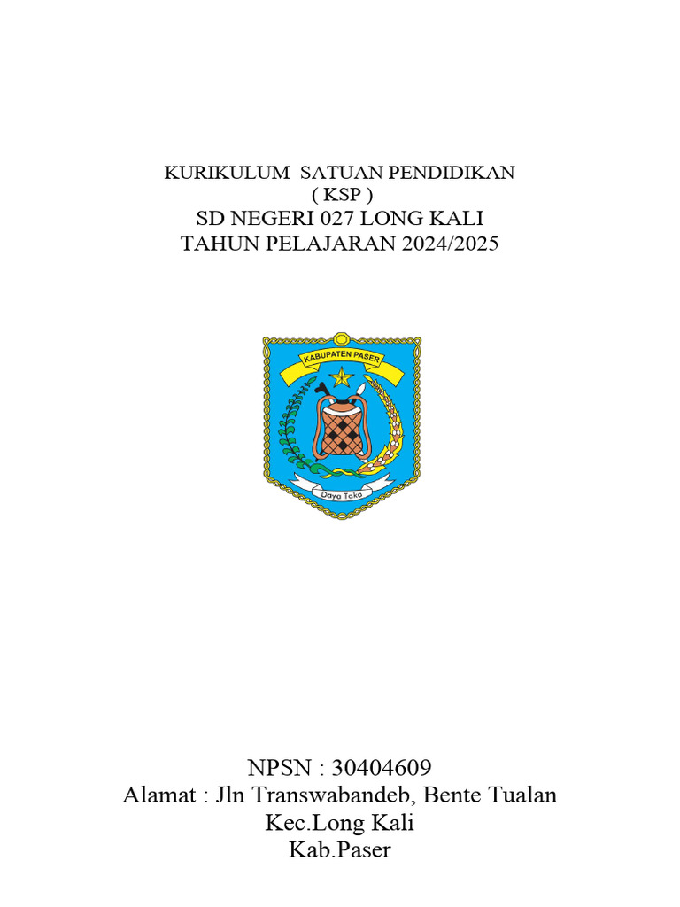 Draft KSP TP 2024 - 2025 SDN 027 Long Kali | PDF