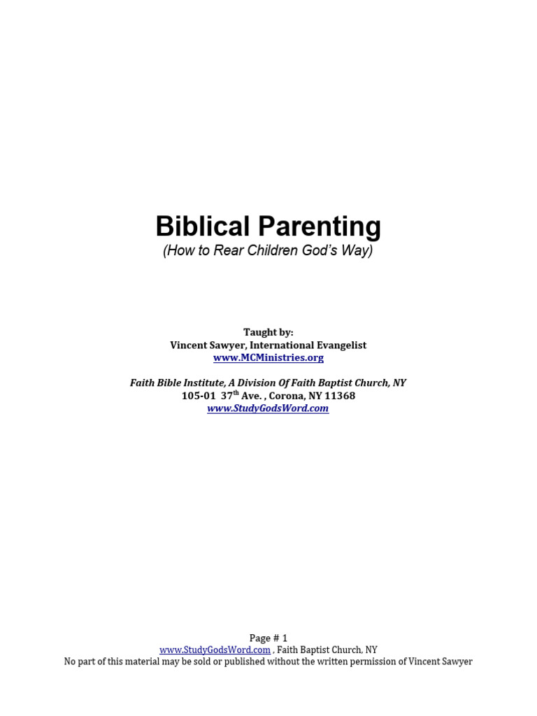 Biblical Parenting Bible Teaching Course NY | PDF | Disciplines ...