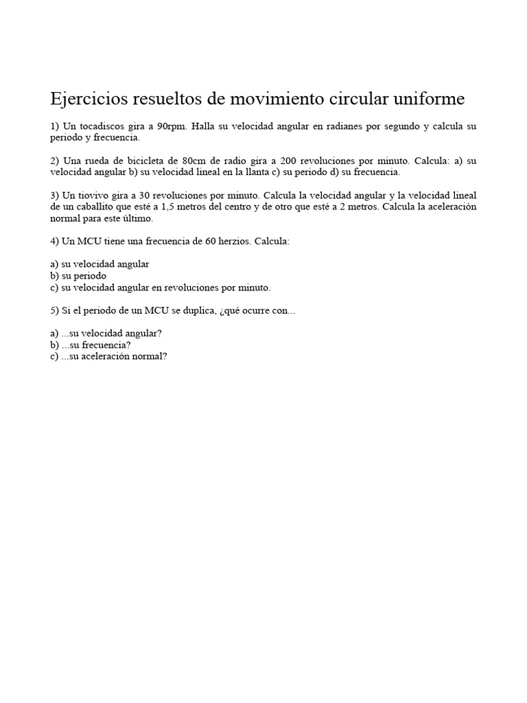 Ejercicios Resueltos MCU | PDF | Frecuencia | Velocidad