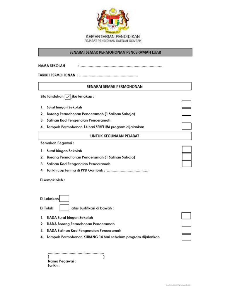 Senarai Semak Jemputan Penceramah Luar | PDF
