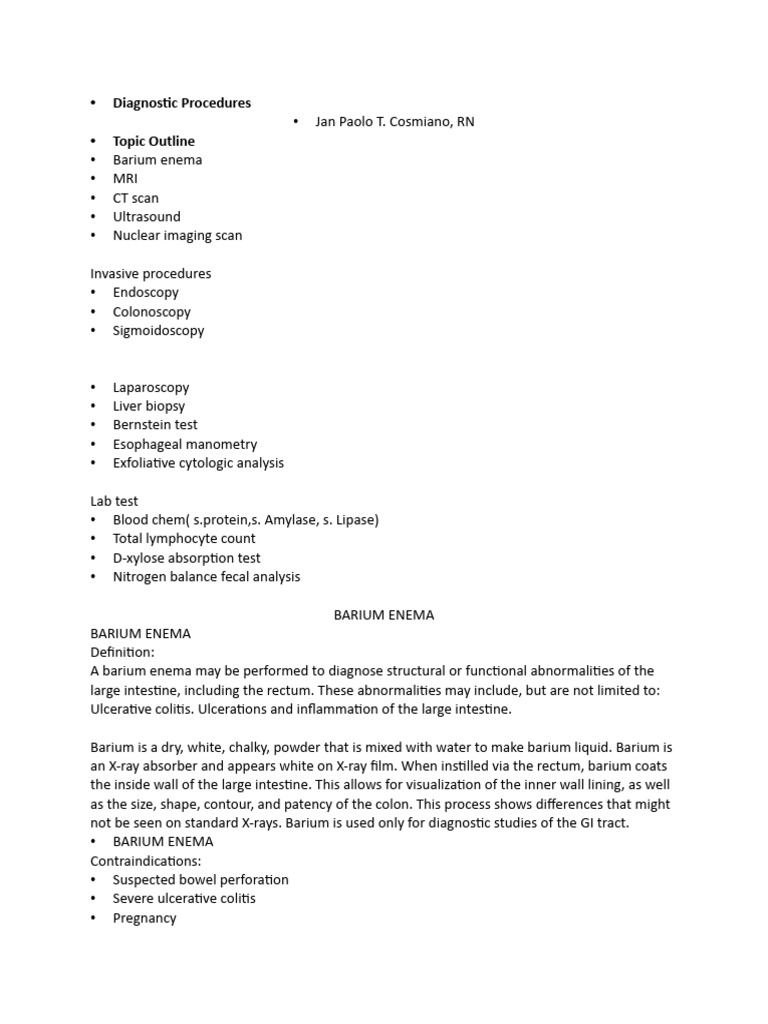 Diagnostic-Procedures | PDF | Colonoscopy | Ct Scan