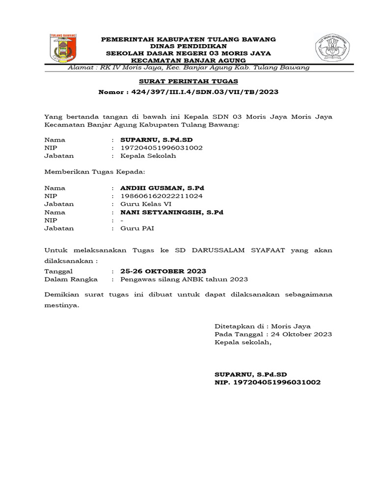 SURAT PERJALANAN DINAS | PDF