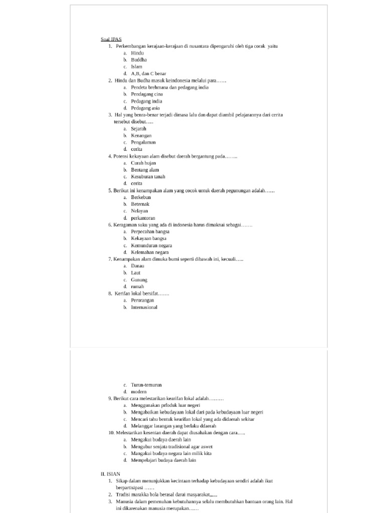 Soal IPAS - Google Docs | PDF