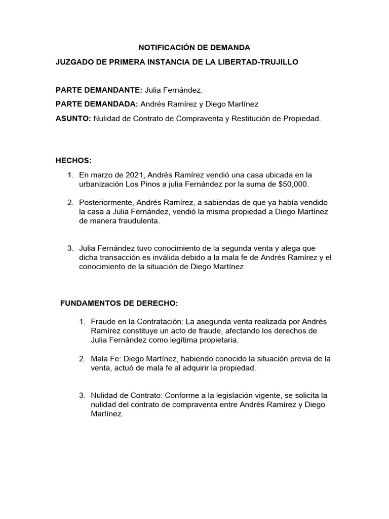 NOTIFICACIÓN DE DEMANDA | PDF