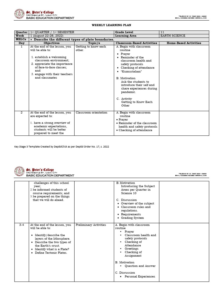 Wlp-Earth Science 1-Grade 11 | PDF | Geology | Rock (Geology)