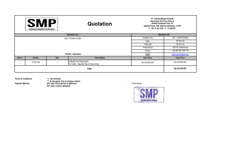Quotation for Advertising Services | PDF