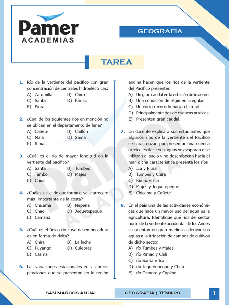 Geografia - Tarea Sem 20 | Descargar gratis PDF | Río | Hidrografía