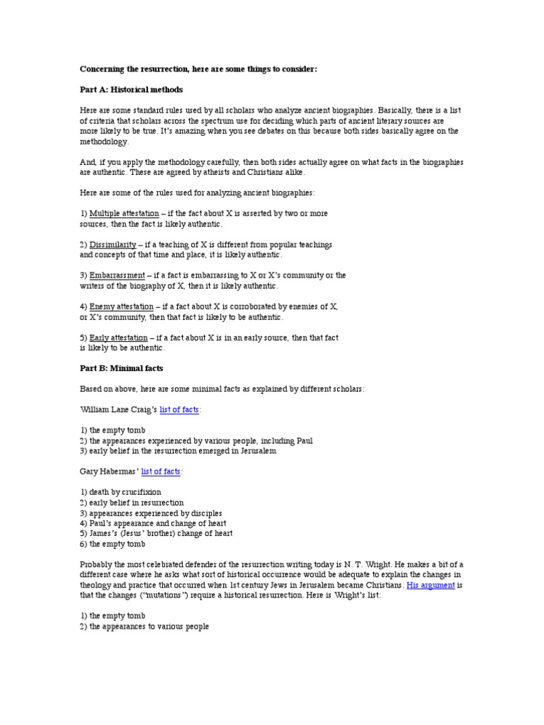 Concerning The Resurrection, Here Are Some Things To Consider: Part A ...