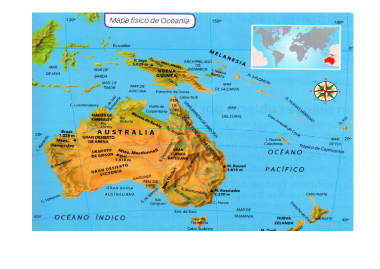 Mapa Fisico de Oceania | PDF