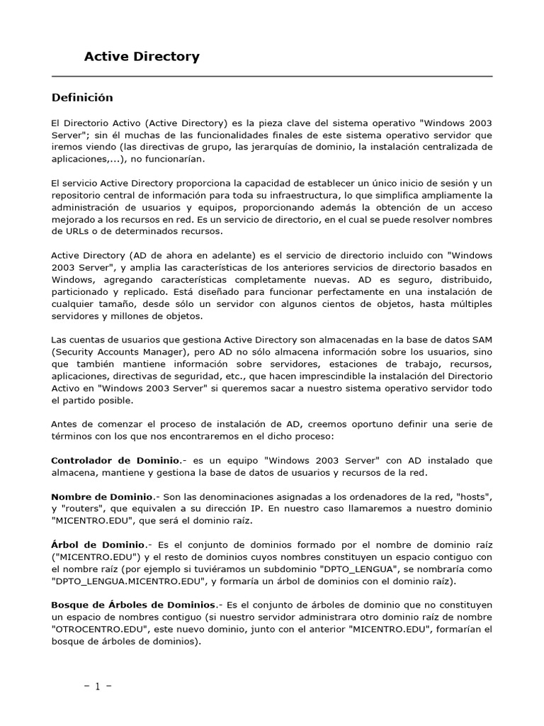 w2k3 Active Directory | PDF | Directorio Activo | Windows 2000