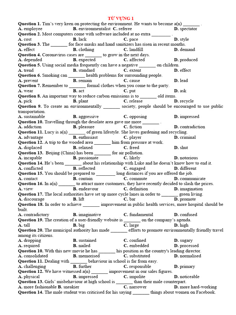 Transportation.: T V NG 1 | PDF | Recycling | Air Pollution