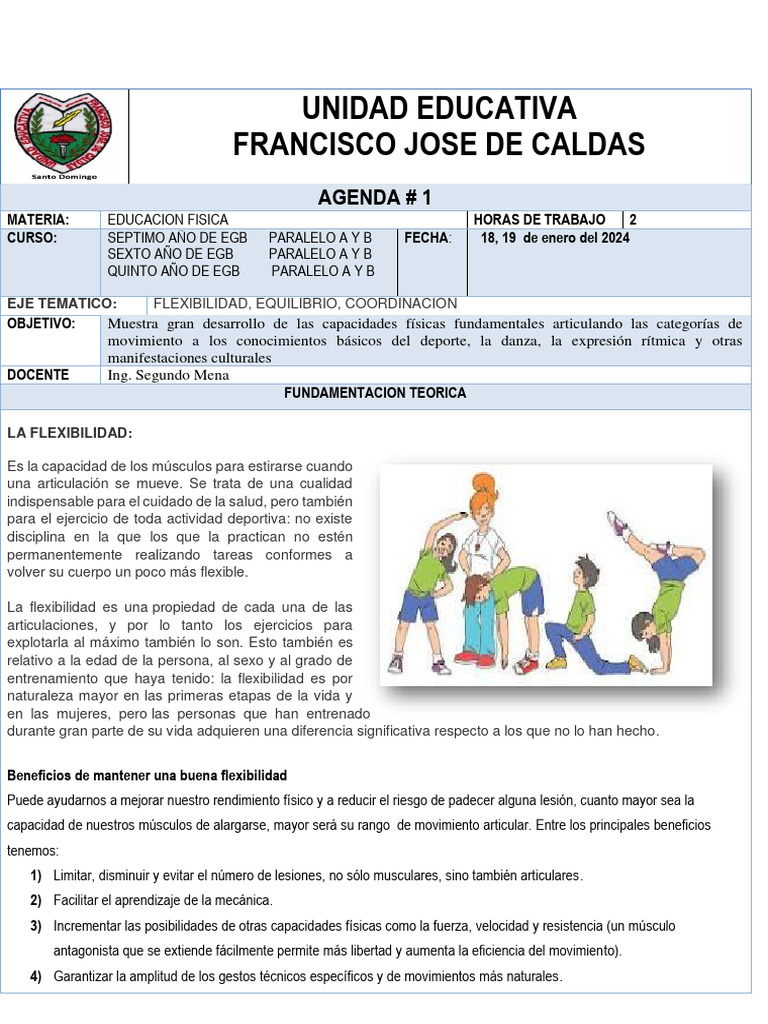 AGENDA 1 - Educacion Fisica | PDF | Flexibilidad (anatomía)