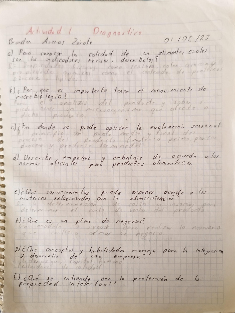Actividad Diagnóstico Brandon Arenas Zarate | PDF