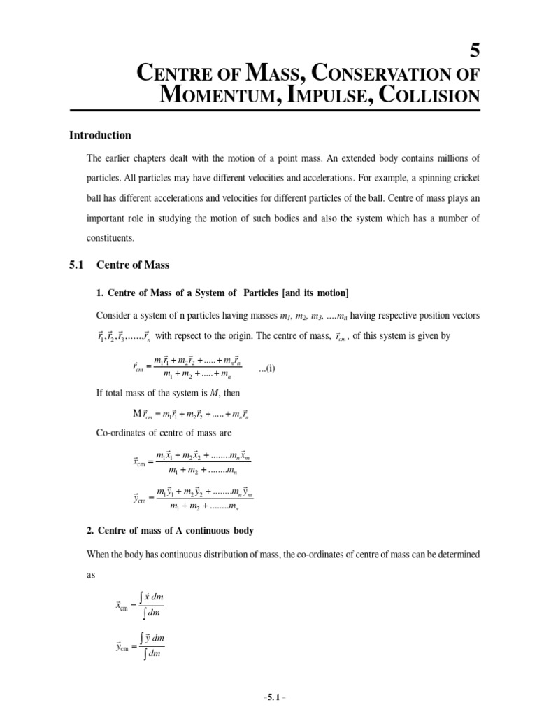 Centre of Mass | PDF | Acceleration | Center Of Mass