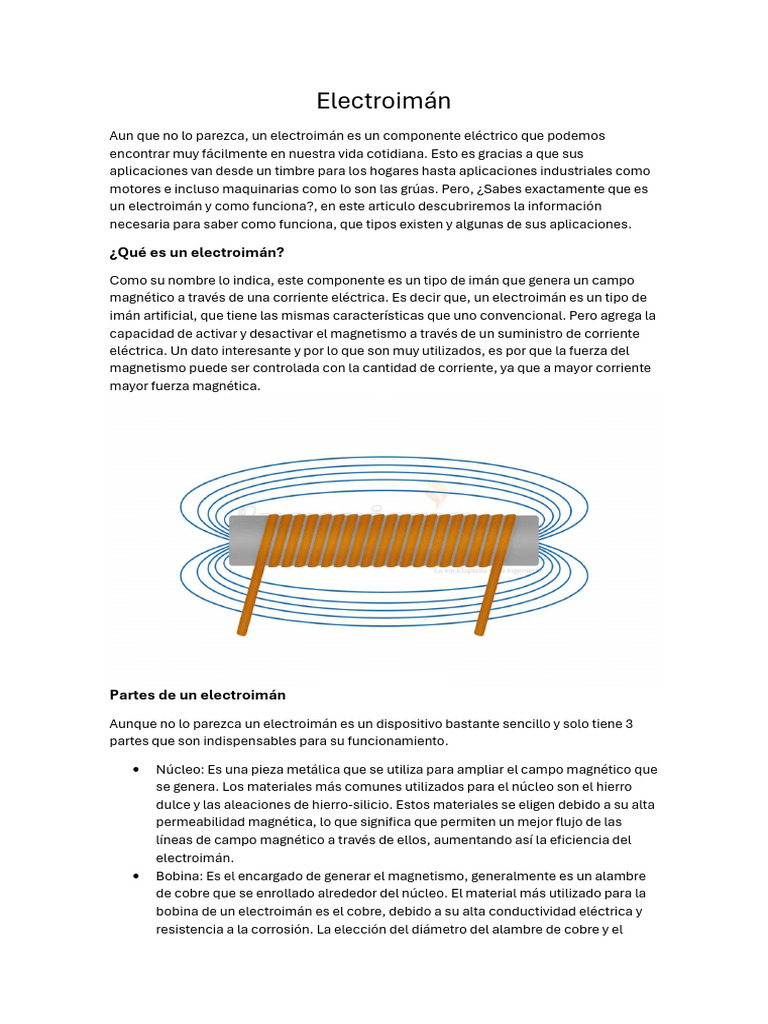 Electroimán | PDF | Magnetismo | Corriente eléctrica