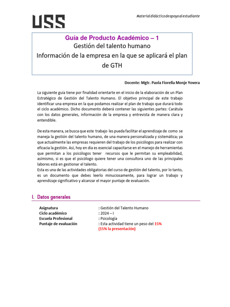 Guia de Producto Acreditable 1-GTH | PDF | Business | Gestión del talento