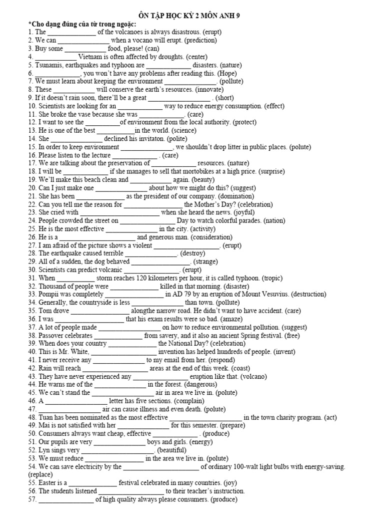 Word Form 9 | PDF | Volcano | Nature