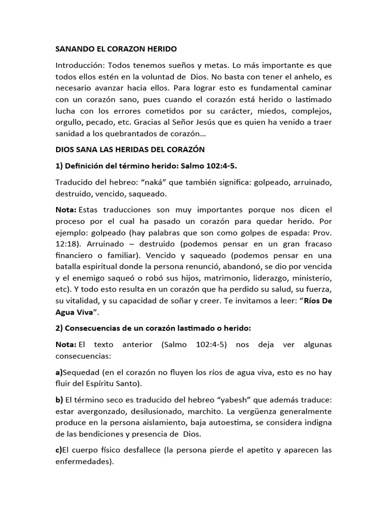 Sanidad del Corazón Herido en Dios | PDF | Pecado | Jesús