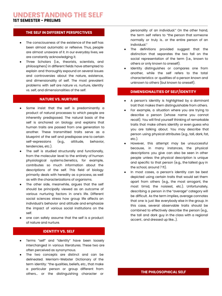 Understanding The Self Module | PDF | Philosophy Of Self | Mind