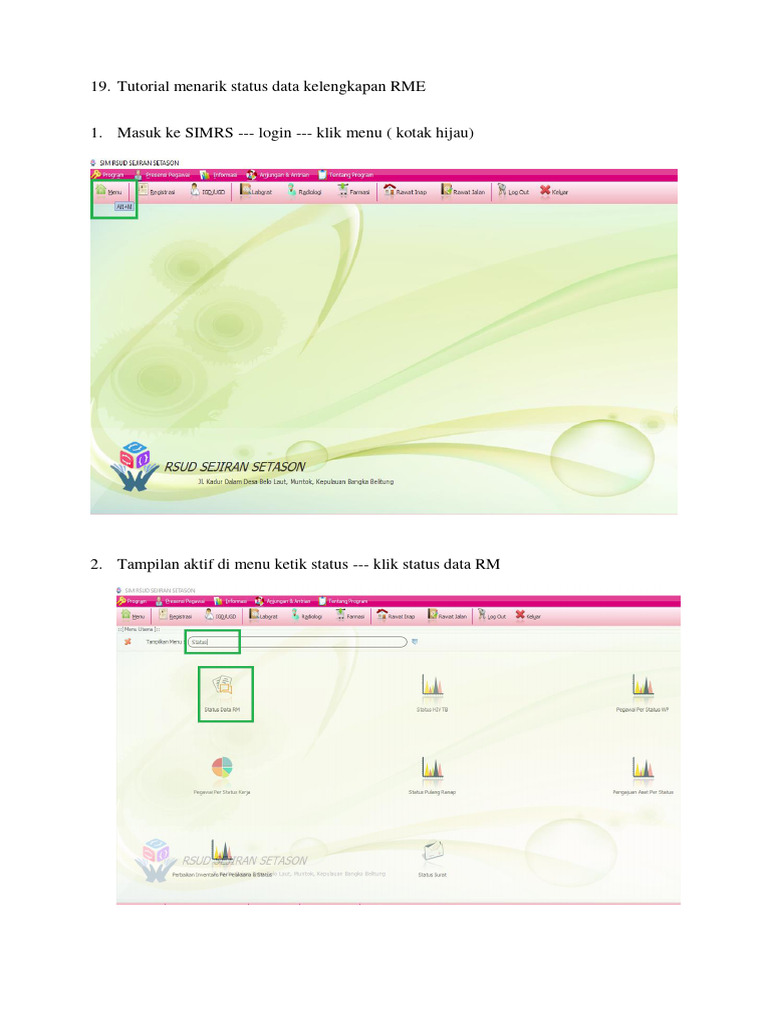 Tutorial Menarik Status Data Kelengkapan RME | PDF