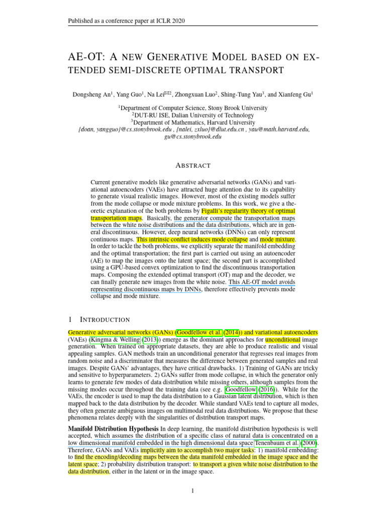 An Et Al. - 2019 - AE-OT A NEW GENERATIVE MODEL BASED ON EXTENDED SE ... An Et Al. - 2019 - AE-OT A NEW GENERATIVE MODEL BASED ON EXTENDED SE ...