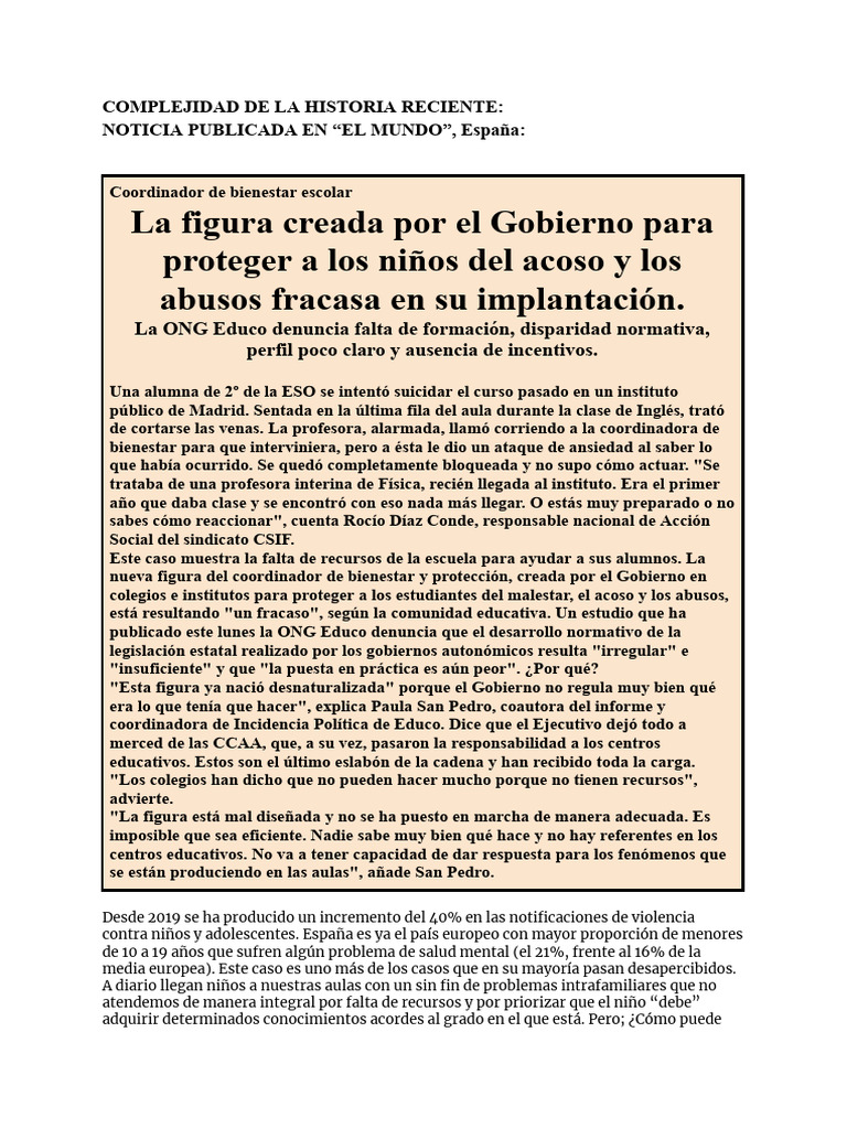 Complejidad de La Historia Reciente | PDF | Mente | Salud mental