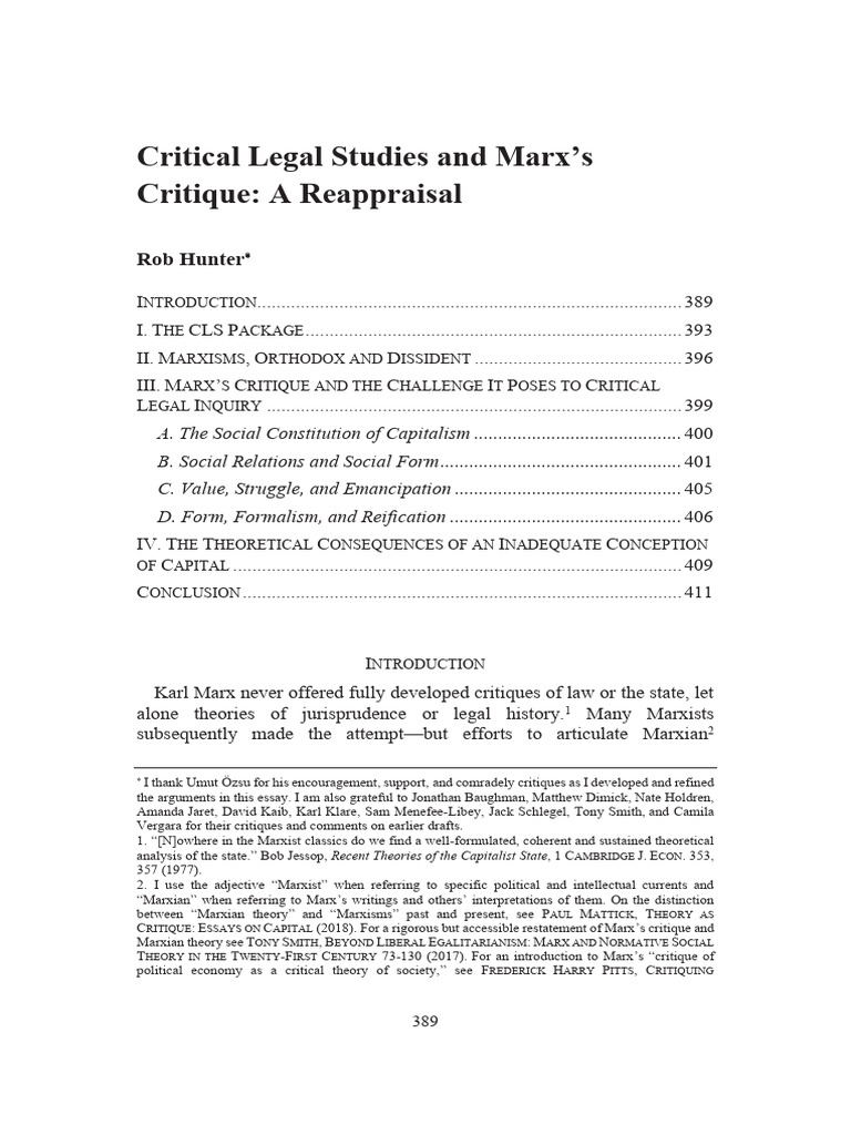 Hunter; Critical Legal Studies and Marx's Critique | PDF | Marxism ...