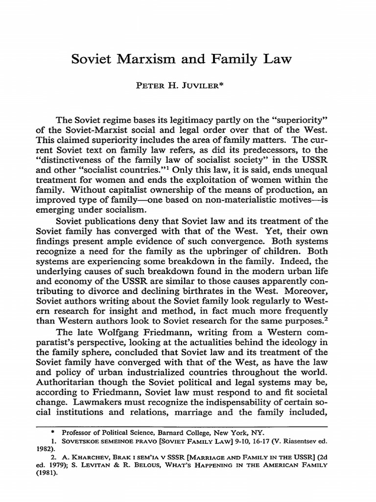 Juvile; Soviet marxism and family law | PDF | Soviet Union | World Politics