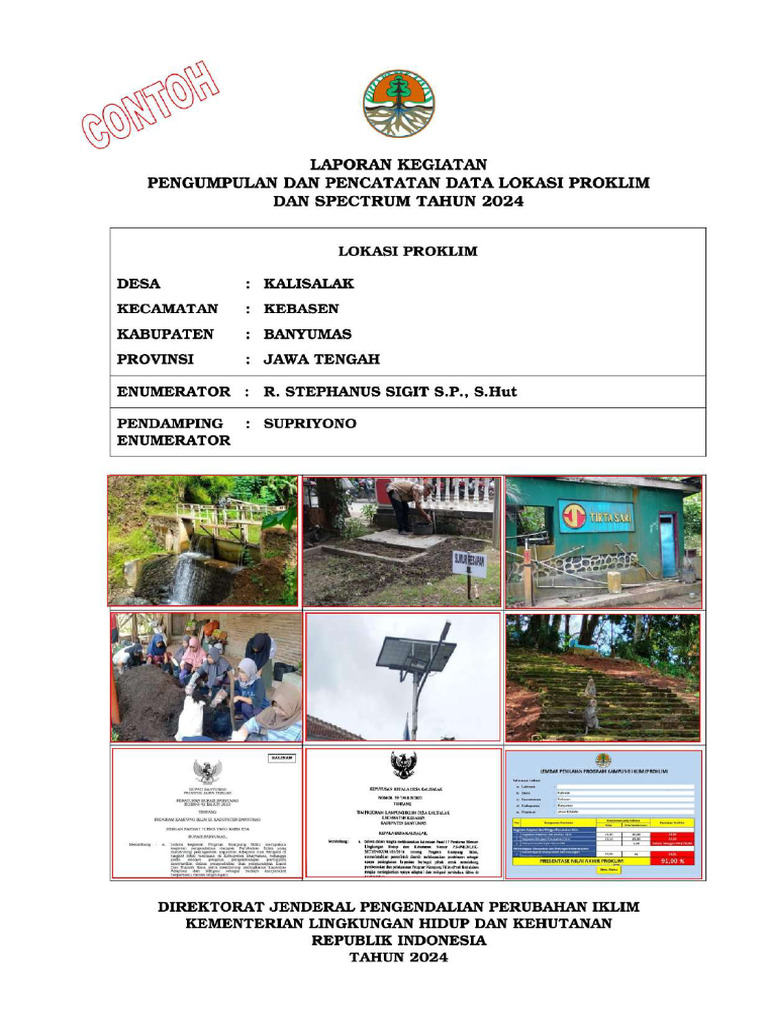 Lap Kegiatan Pengumpulan & Pencatatan Data Lokasi ProKlim Dan SPECTRUM - Desa Kalisalak Kec ...