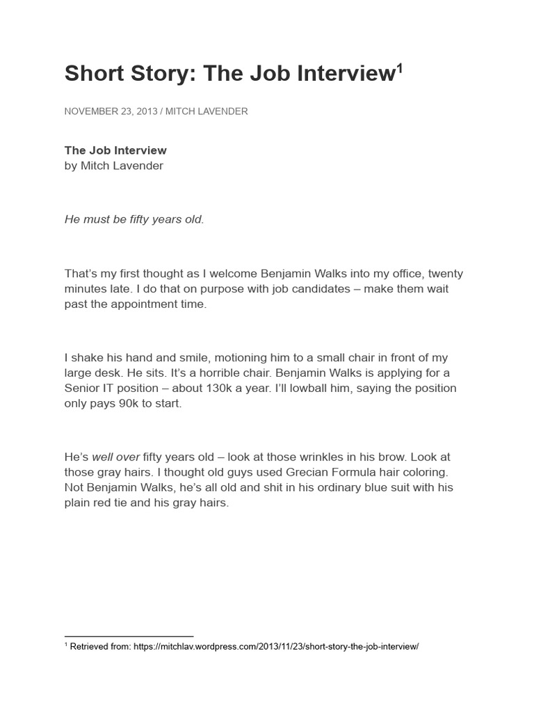 Short Story - The Job Interview - Documentos de Google | PDF