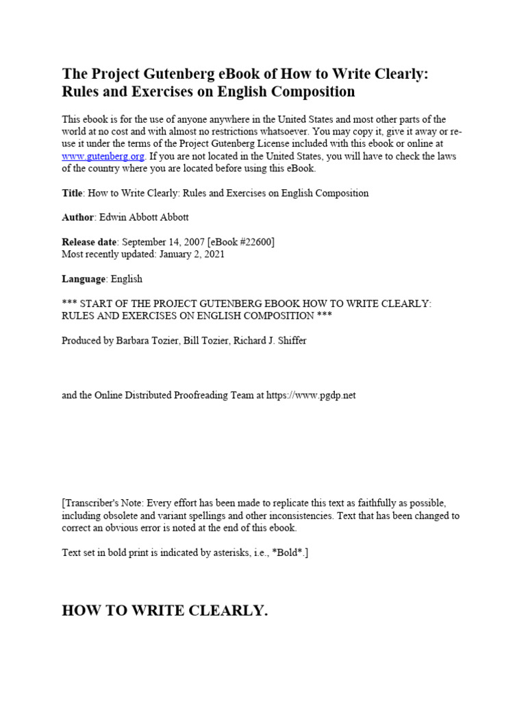 How To Write Clearly Rules and Exercises On English Composition | Download Free PDF | Verb ...
