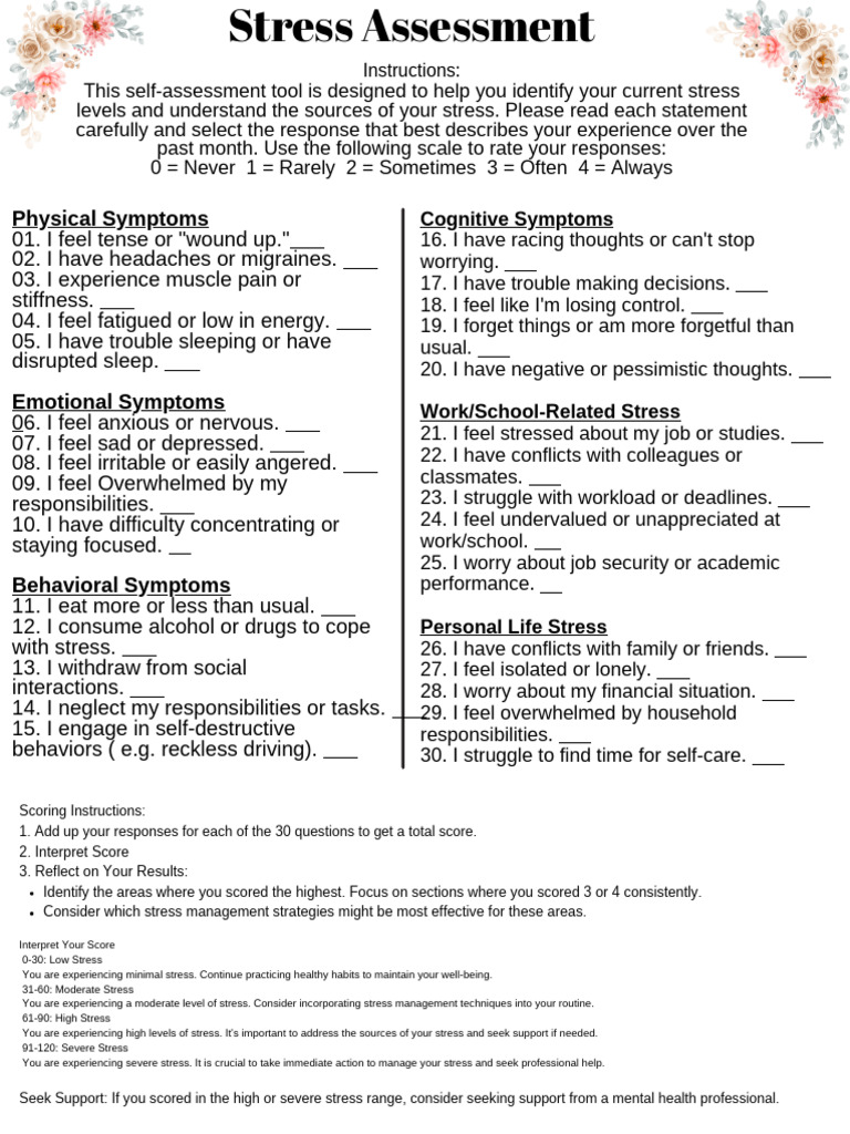 Stress Assessment | Download Free PDF | Stress (Biology) | Stress ...
