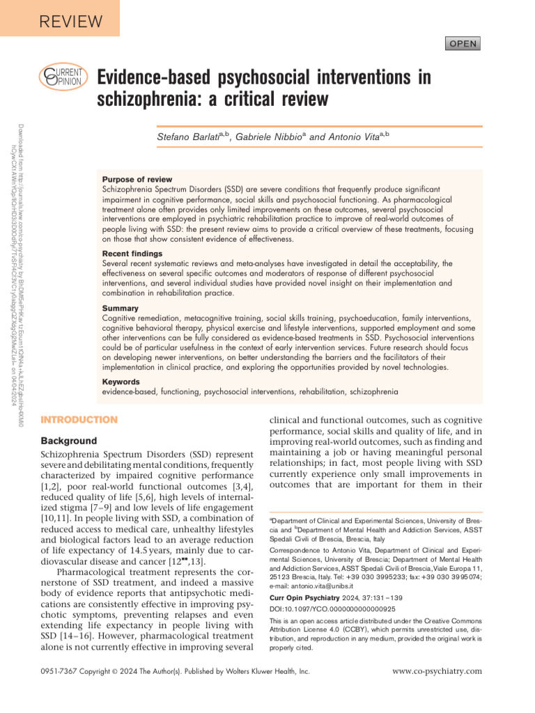 Evidence Based Psychosocial Interventions In.2 | PDF | Schizophrenia | Mental Disorder