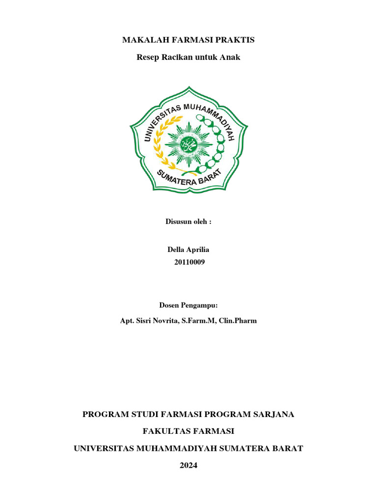 Resep Obat Anak: Panduan Praktis Farmasi | PDF