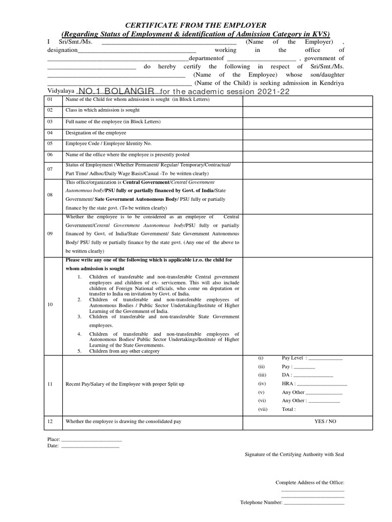 Documents For Class I Admission | PDF