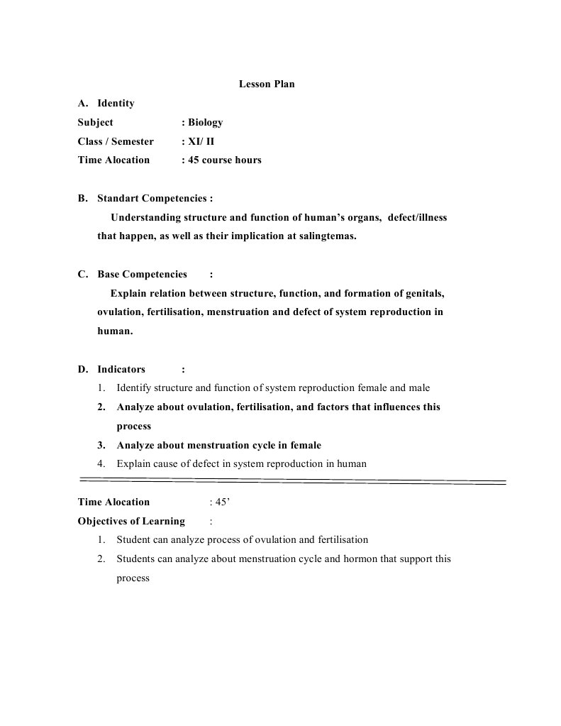 Lesson Plan | PDF | Menstrual Cycle | Female Mammals