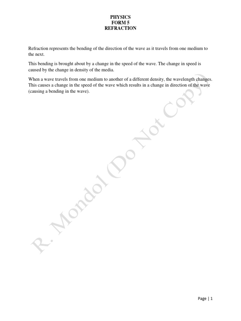 Physics - Refraction | PDF | Refraction | Waves