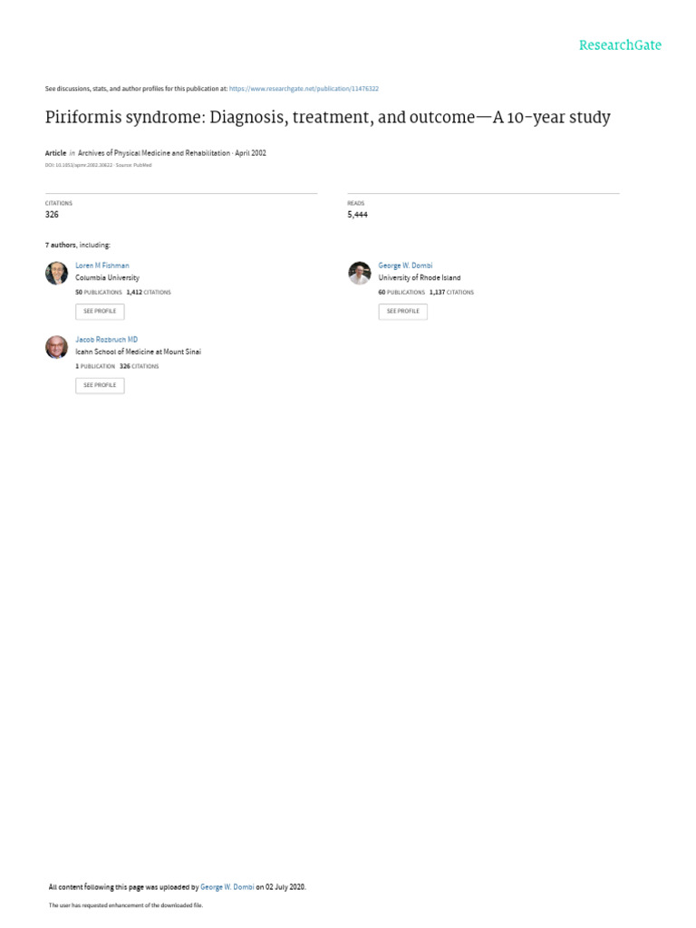 Fishman Piriformis 10 Yearstudy | PDF | Clinical Medicine | Human Anatomy