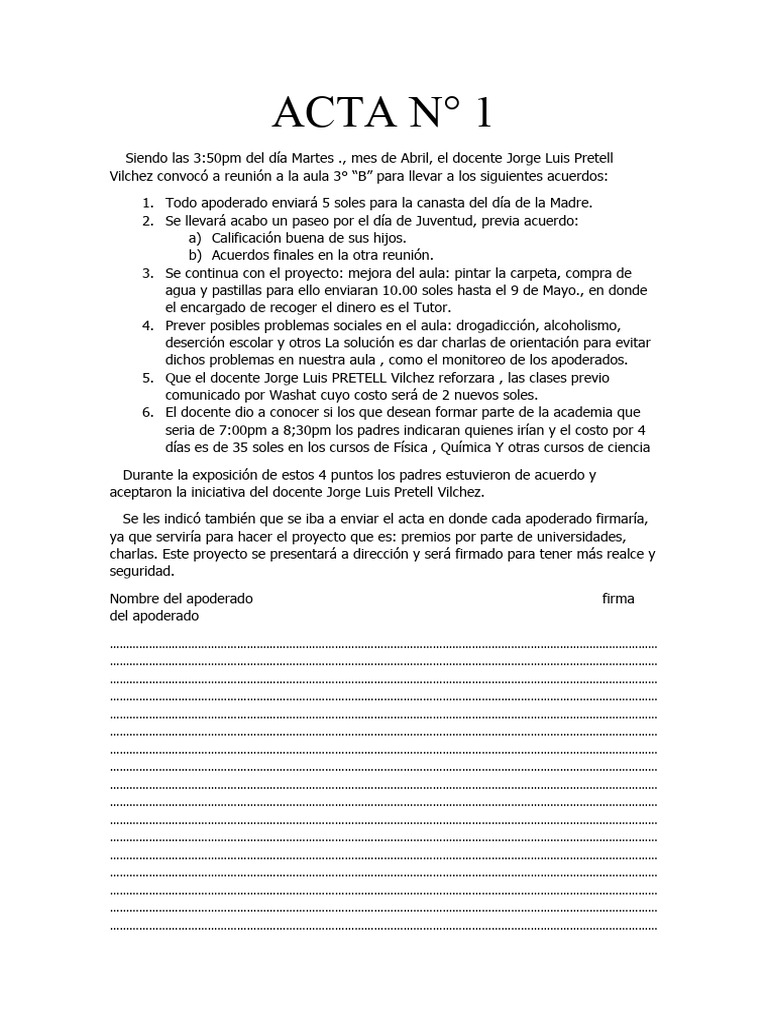 ACTA N 01 3ero B | PDF