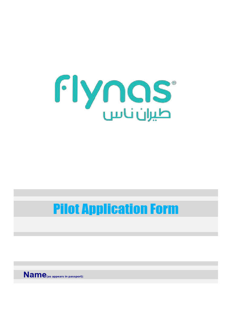 flynas Pilot Application Form | Download Free PDF | Aviation