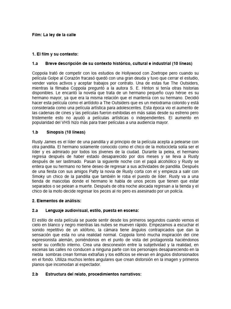 analisis la ley de la calle | PDF