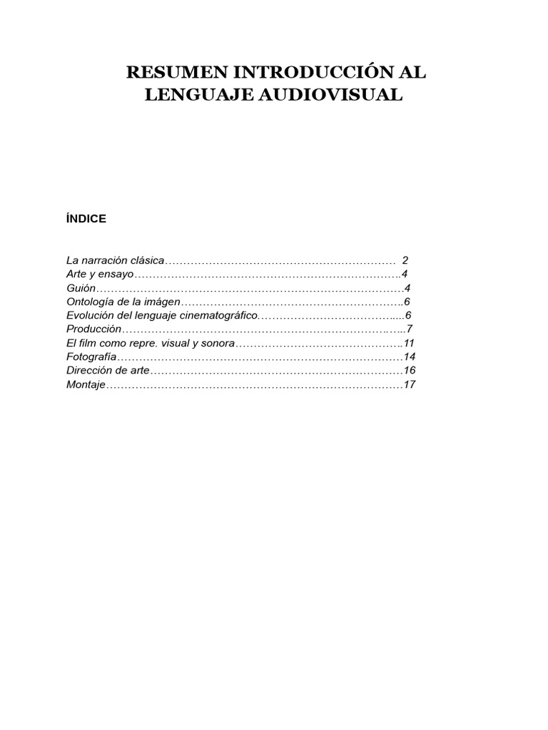 Resumen Introduccion Al Lenguaje Audiovisual | PDF | Perspectiva (Gráfica) | Cámara